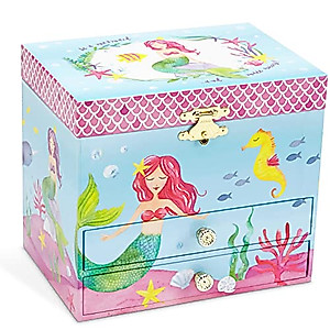 Jewelkeeper Mermaid Music Box & Little Girls Jewelry Set - 3 Mermaid Gifts for Girls - Musical Jewelry Box for Girls - Music Boxes for Girls