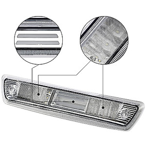 Partsam Led 3rd Brake Light Replacement for Ford F150 09-14 2009 2010 2011 2012 2013 2014 LED Third Brake Light Clear Rear Cab Roof High Center Mount Brake Stop Tail Cargo Light Lamp(Chrome Housing)