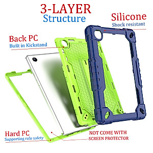 Doemoil for TCL TAB 8 WiFi 9132X/for TCL TAB 8 LE 9137W Tablet Case Soft Silicone Rubber Had Back Shell Kids Friendly Built in Stand Shoulder Strap for TCL TAB 8 WiFi/TCL TAB 8 LE (Navy+Green)