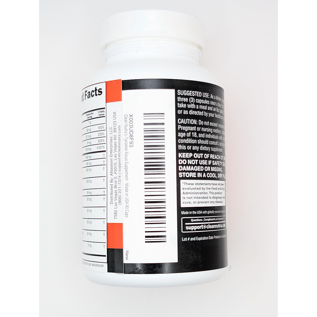 Clean Nutraceuticals L Tyrosine Mucuna Pruriens Bacopa Monnieri Ashwagandha Focus Supplement w/N-Acetyl Cysteine NAC 5-HTP Ginkgo Biloba Alpha GPC Vitamin C D B1 B12