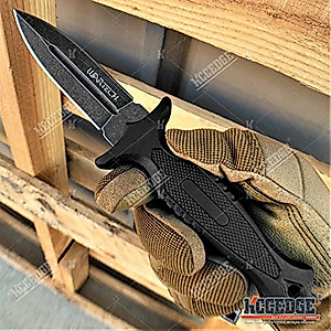 Hunting Knife Tactical Knife Survival Knife 9" Fixed Blade Knife w/ Molle Compatible Pressure Retention Sheath Camping Accessories Survival Kit Survival Gear Tactical Gear 79897 (Black Stonewash)