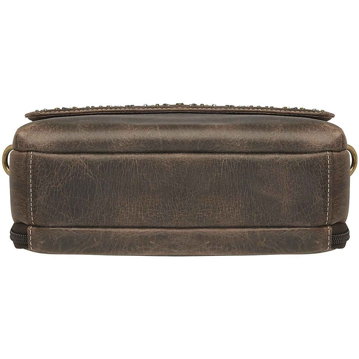 Distressed Buffalo Leather Crossbody Organizer Purse by Gun Tote'n Mamas (Brown), Medium
