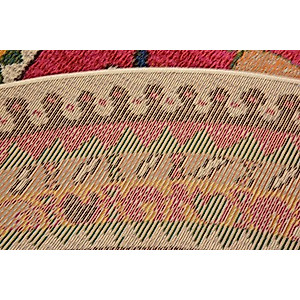 Unique Loom Sedona Collection Southwestern, Border, Over-Dyed, Animals, Tribal, Abstract Area Rug, 6 Feet, Pink/Beige