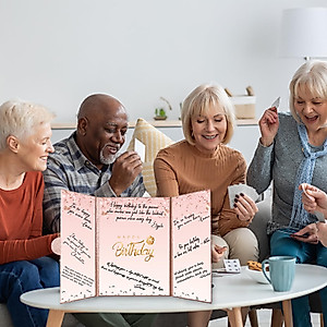 Crenics Rose Gold Happy Birthday Decorations, Creative Birthday Guest Sign in Book Alternative, Birthday Signature Book 18" x 12", Great Birthday Gifts for Women or Girls