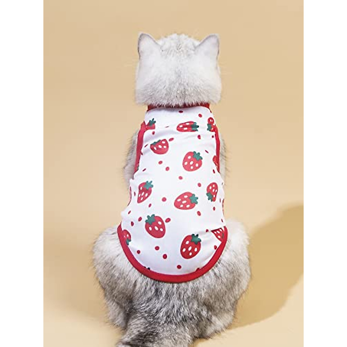 QWINEE Cute Dog Tank Top Fruit Strawberry Print Cat Puppy Shirt Breathable Lightweight Pet Vest Small Medium Large Dogs Cats Kitten Clothes Red B S