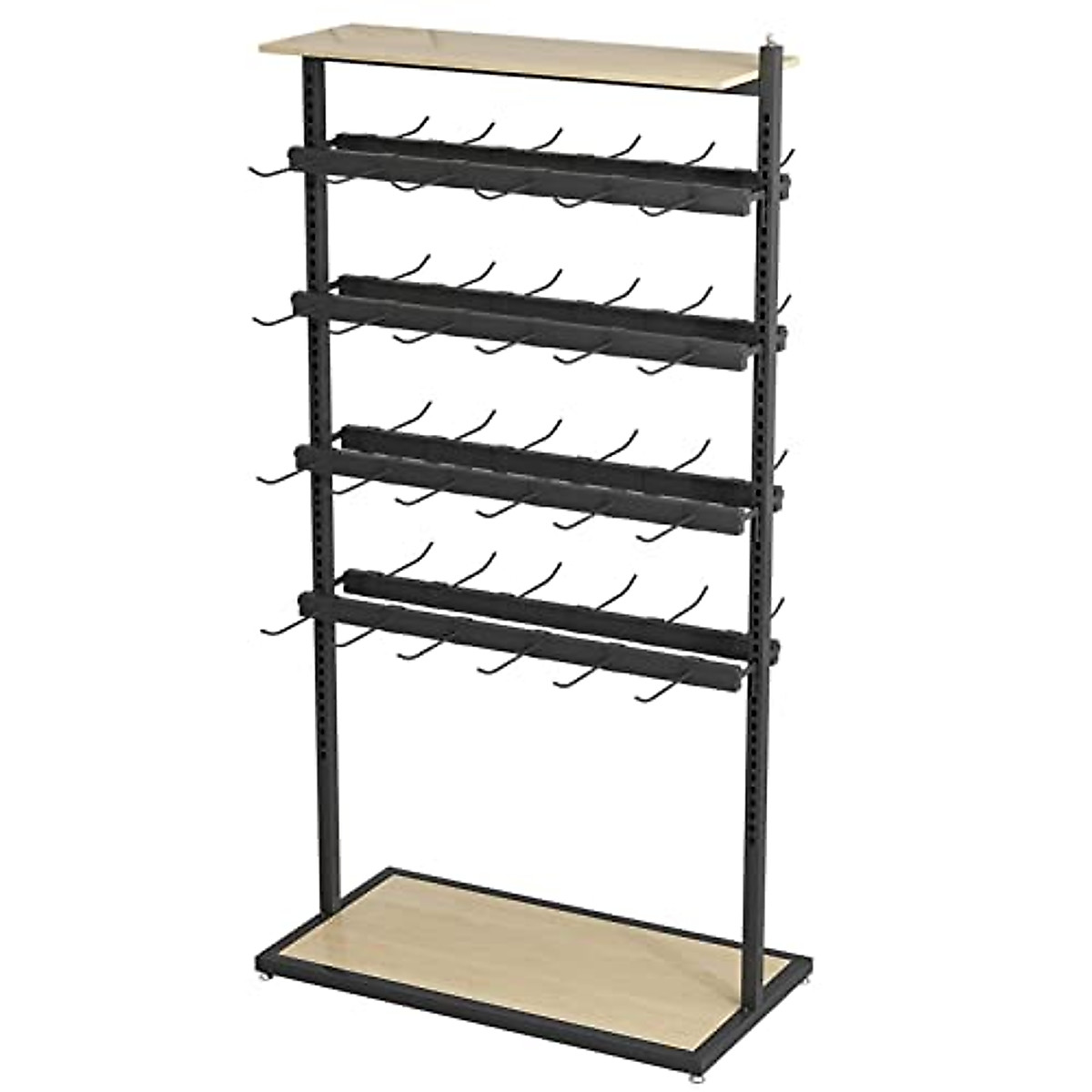 Retail Shelves Clothing Store Display Fixture, Mall Exhibition Accessory Organizer Rack with Hooks, Garment Hanger Floorstanding Jewelry Holder Keyring Shelf Sock Storage Stand, Hangbag Purse Rack