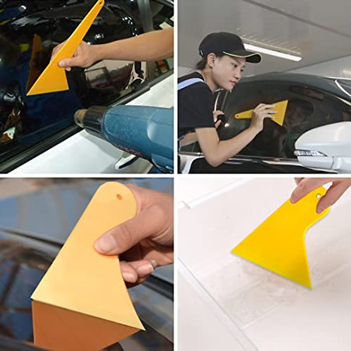 4 Pack Body Filler Spreaders, 3, 4, 5, 6 Inch Reusable Automotive Body Fillers Hard Plastic Auto Spreaders for Applying Fillers, Putties, Glazes, Caulking Agents Car Body Maintenance and Paint, Orange