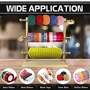 SAVINA Ribbon Organizer - Wooden Ribbon Rack Holder for Sewing Craft, Wreath, Mesh, Thread, Tape, Roll - Ideal for Florist Arts & Gift Wrapping Storage