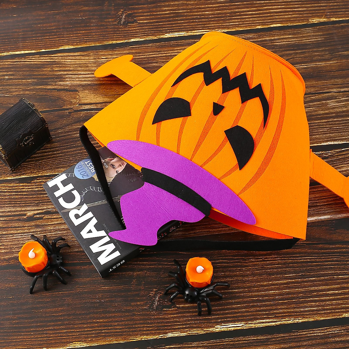 FUSHENMU Halloween Trick or Treat Bags Bat Candy Bucket Reusable Canvas Bag for Halloween Bucket Large, White