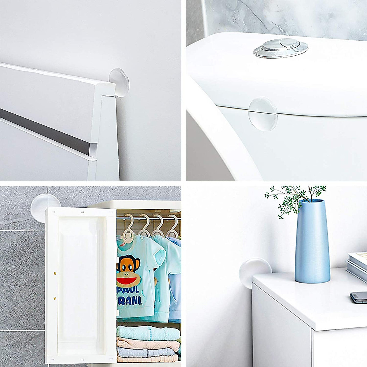 4 Pieces Wall Door Handle Stopper 2" Clear Rubber Door Knob Round Wall Shield Cushion Quiet Wall Protector for Door Handle Guard Door Bumper Wall Protector Silencer Self Adhesive