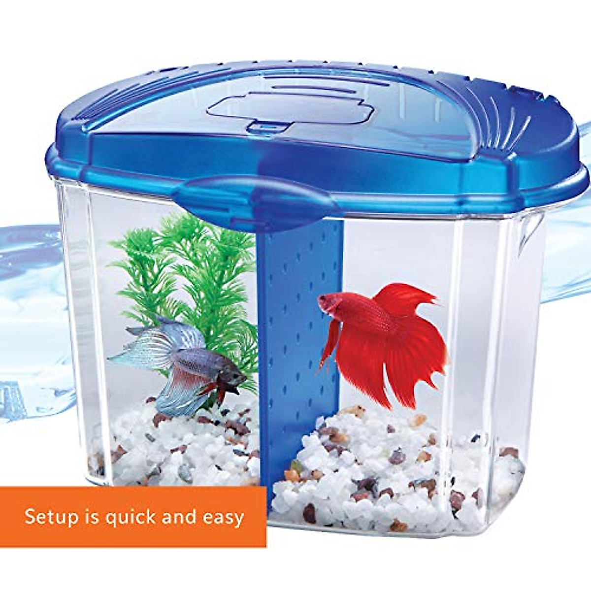 Aqueon Betta Bowl Aquarium Fish Tank Kit, Blue, Half Gallon