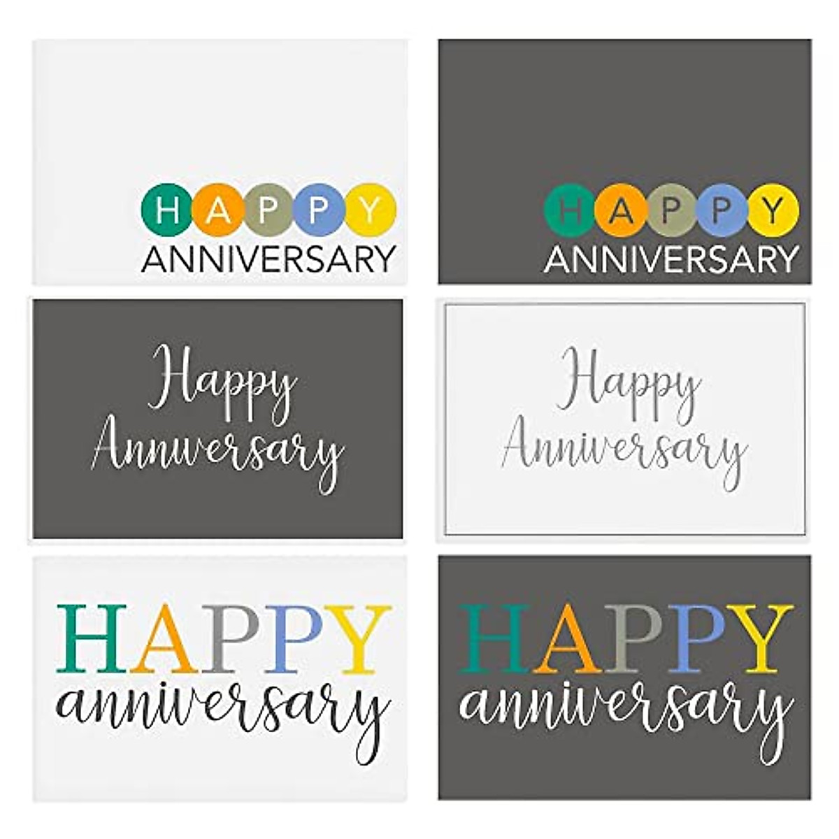 Best Paper Greetings 120 Pack Assorted Birthday and Anniversary Cards with Envelopes for Employees, Birthdays, Milestone Wedding Anniversaries, Blank Design (12 Designs, 4 x 6 Inches)
