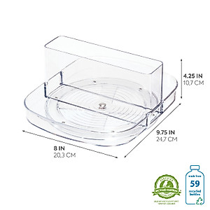 iDesign Linus Plastic Lazy Susan Napkin and Condiments Turntable Holder for Kitchen Countertops and Dining Tables, Clear