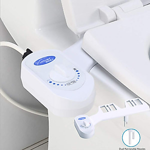 Home Bidet Self-Cleaning Retractable Nozzle Bidet Fresh Water Spray Non-Electric Mechanical Bidet Toilet Seat Attachment (Double nozzle(B))