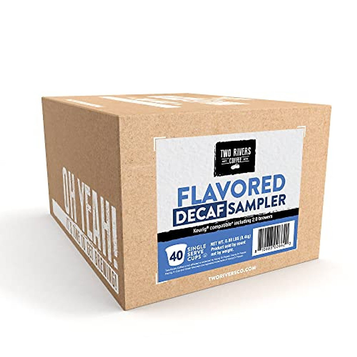 Two Rivers Coffee Decaf Flavored Coffee Pods Compatible with Keurig K Cup Brewers, Assorted Variety Pack Decaffienated Flavored Coffee, 40 Count