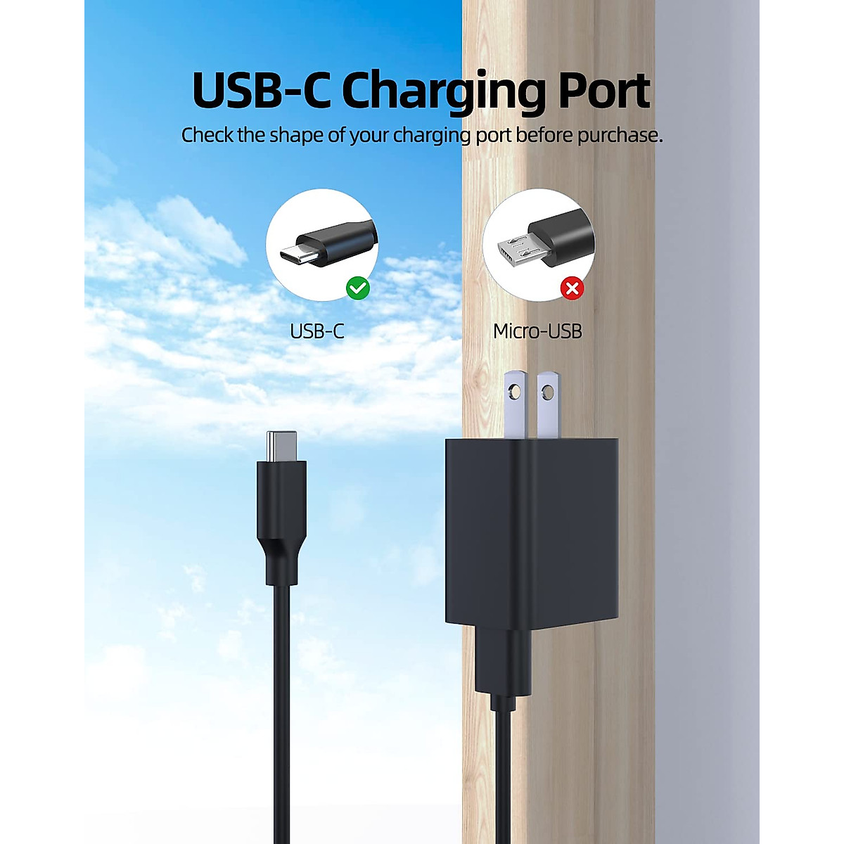 18W Type C Quick Charger Fit for Samsung Galaxy Tab S7, Tab S7+ Plus, Tab S7 FE, Tab S6, Tab S6 Lite, Tab A Galaxy Z Flip 5G SM-T870/T878/T970/T978 SM-F707 SM-P610 USB C Tablet Adapter Charger