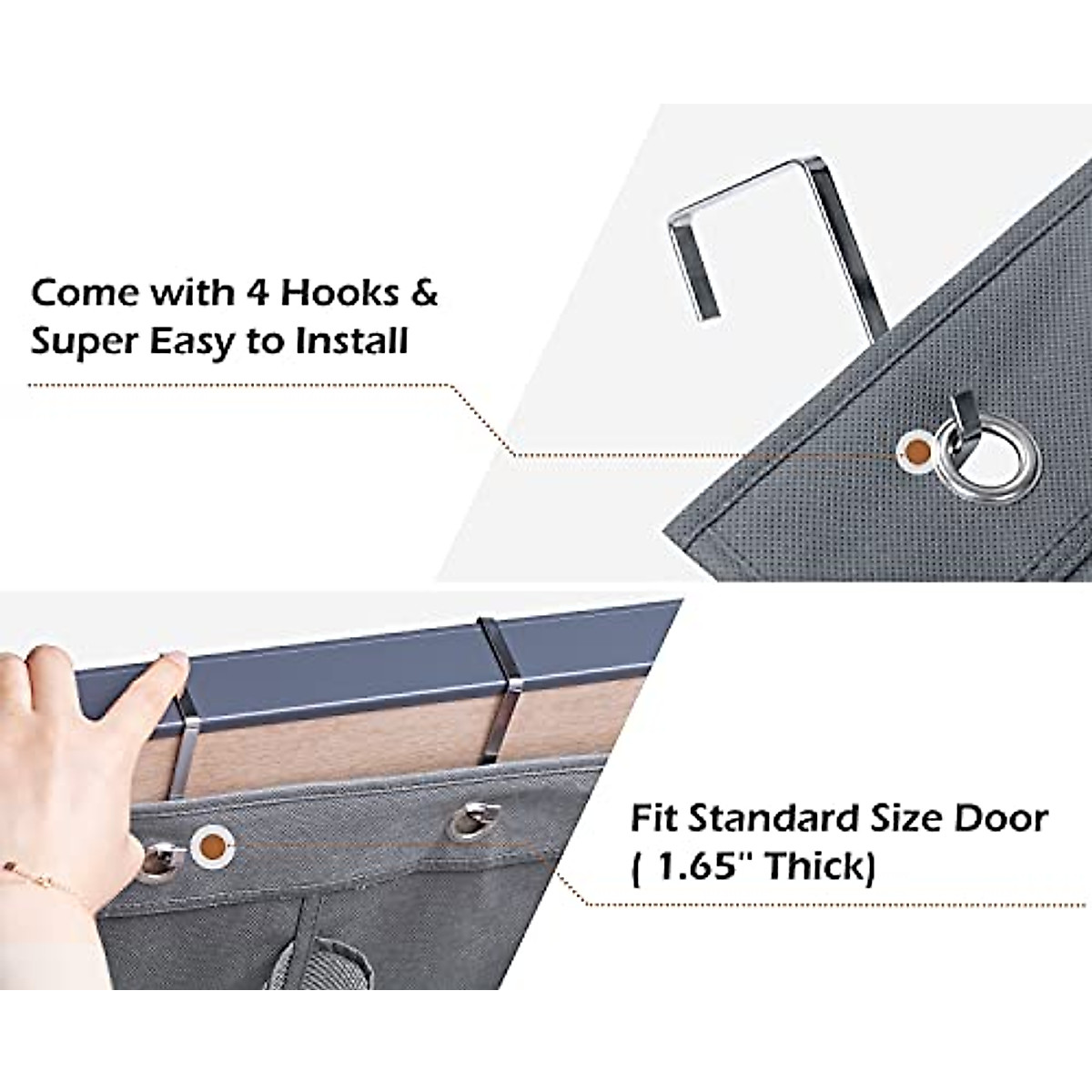 SLEEPING LAMB 28 Breathable Mesh Pockets Over The Door Shoe Rack Hanging Shoe Organizer for Closet Shoe Holder for Men Sneakers, Women Heels, with 4 Metal Hooks, Grey