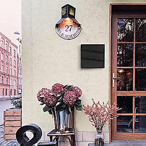 YOOBOX Wall-Mount Mailbox with Lock and Keys, Security Key Drop Box for House Outside, Locking Postbox, Steel Metal Rust-Proof Mail Box, 11.02 x 11.02 x 4.33 Inch, Black, MD002