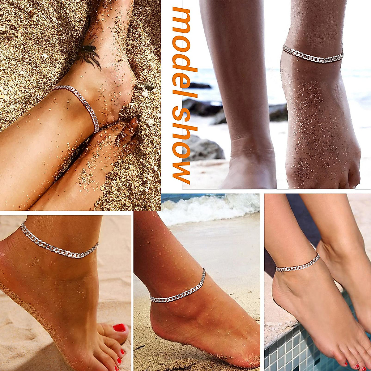 PROSILVER Sterling Silver Cuban Link Anklets For Women Womens Foot Chain Anklet Ankle Braclet