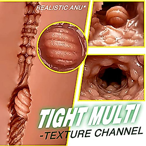 10.5 LB 2 in1 Torso Male Sex Doll with realistic dildo and testis, Anal Male Masturbator with Tight Hole for Men Masturbation, Gohya Unisex Sex Toy for Couple Brown