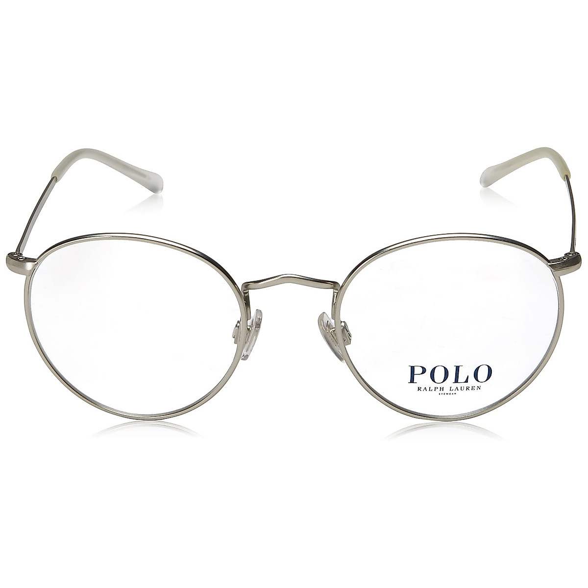 Polo Ralph Lauren Men's PH1179 Round Prescription Eyewear Frames, Semi-Shiny Brushed Silver/Demo Lens, 48 mm