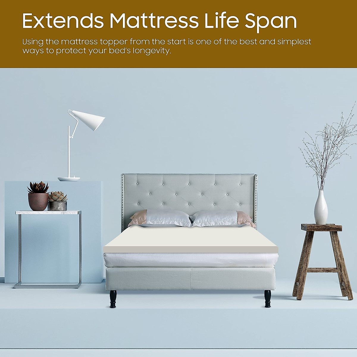 Continental Sleep 2-inch Cool Gel Foam Mattress Topper | Relaxing and Comfortable Sleeping Solution, Perfect Orthopedic Back, and Lower-Back Support, CertiPUR-US Certified, King, Yellow