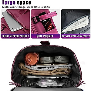 Gym Bag for Women and Men Sports Duffle Bag Travel Backpack Weekender Overnight Bag with Shoes Compartment Purple - MIYCOO