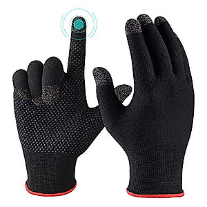 ZEPOHCK Game Gloves, Anti-Sweat Breathable, Touch Finger Gaming Glove for Highly Sensitive Nano-Silver Fiber Material, Dot Silica Gel Palm Non-Slip Design, Support Almost All Mobile Gaming