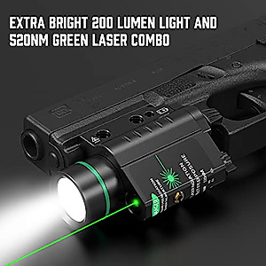 Feyachi LF-58 Green Laser Flashlight Light Combo 200 Lumen LED Flashlight Laser with Picatinny Rail Mount for Pistol Handgun Rifle