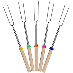 UNCO- Marshmallow Roasting Sticks, 5 Pack, 32”, Extendable Stainless Steel Smores Sticks, Campfire Sticks, Marshmallow Sticks, Hot Dog Sticks for Campfire, Roasting Sticks for Fire Pit, Smores Skewers