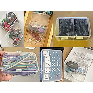 yueton 4pcs 3.7" x2.6" x1" Rectangle Clear Small Plastic Box, Mini Plastic Storage Containers Box, Small Organizer Case with Hinged Lid - for Business Cards, Credit Cards, Jewelry Accessories, Crafts, Screws, Batteries, etc