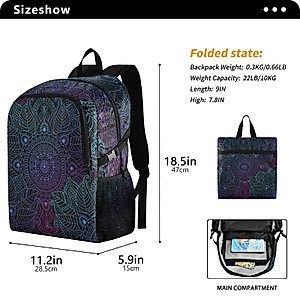 senya Lightweight Packable Backpack Travel Hiking Daypack Foldable Backpack Art Arabesque Mandala Boho Ethnic Bohemian for Men Women