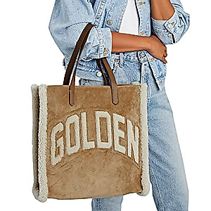 Golden Goose California Bag N-S "Golden" Merino And Suede Body Leather Handles Inlaid Womens Bag
