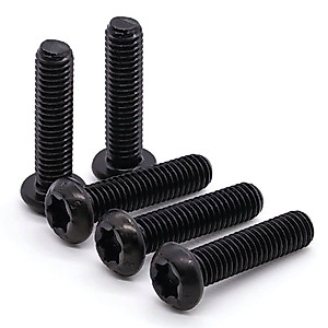 Glvaner M6-1.0 x 30mm (25 pcs) Button Head Torx Drive Machine Screws, 10.9 Grade Alloy Steel, Black Oxide Finish, Full Thread Coverage