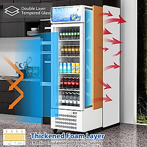 GAOMON Commercial Refrigerators Display Fridge 12 Cu.ft, Beverage Refrigerator and Cooler with Adjustable Removable Shelves and LED Light for Home, Store, Gym, Bar or Office, Single Swing Door