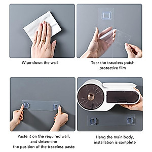 Adhesive Toilet Paper Roll Holder, Waterproof Toilet Paper Holder for Bathroom Cat Proof No Drilling Wall Mounted Bathroom Roll Holder