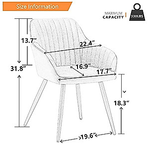 Awonde Brown Faux Leather Accent Chairs Set of 2 Modern Arm Chairs for Living Room Dining Room Office Guest Chair with Metal Legs
