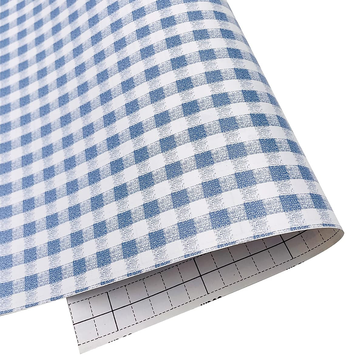 LoveFaye Mediterranean Style Furniture Paper Blue-White Gingham Countertop Door Sticker Shelf Liner 17.7inch by 9.8 Feet