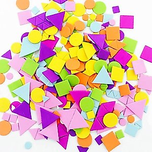 Round Square Triangles Foam Stickers Self-Adhesive Stickers Assorted Colors for Making Craft Arts Supplies Kids Gifts