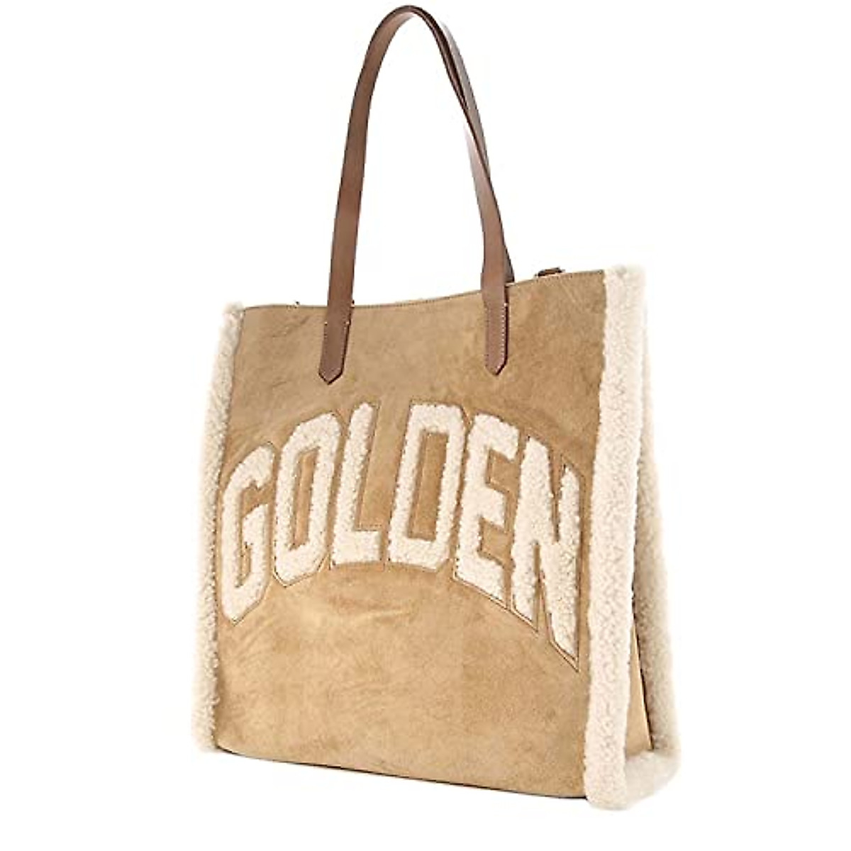 Golden Goose California Bag N-S "Golden" Merino And Suede Body Leather Handles Inlaid Womens Bag