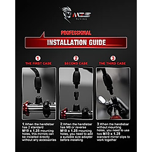 MZS ATV Mirrors, Motorcycle Rearview Mirror Handlebar Mount Universal Rear View Accessories Side Compatible Motorbike Dirt Bike Quad Street Bike Adventure Snowmobile Scooter Coolster Moped GY6 ATV's