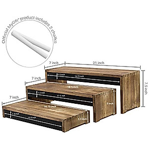 MyGift 3-Tier Rustic Burnt Dark Brown Wood Cake/Dessert Display Riser Stands with Chalkboard Panels