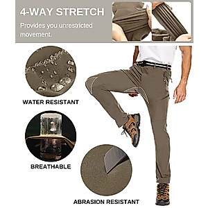 NATUVENIX Hiking Pants for Men, Quick Dry Travel Pants Men for Stretch Work Pants Lightweight Outdoor Pants Water-Resistant