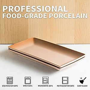 Rectangular Serving Platter, Perfect for Entertaining, Oven Dinnerware Safe Serving Tray for Party, Sushi 9.8 inches Christmas Serving Dishes and Platters, Set of 2, Brown