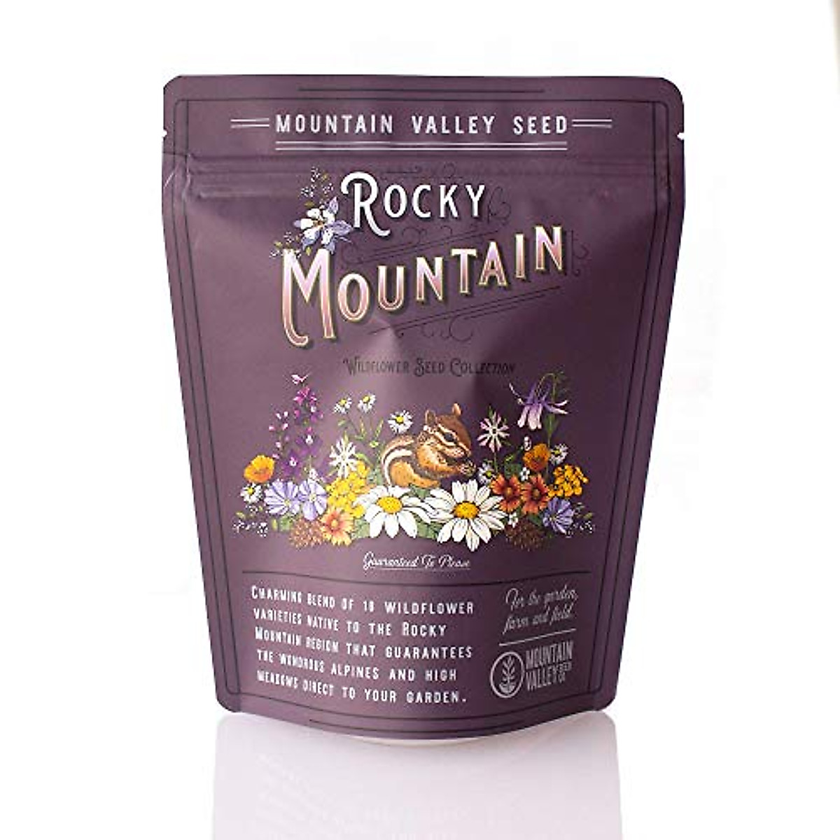 Package of 80,000 Wildflower Seeds - Rocky Mountain Wildflower Mix Seeds Collection - 18 Assorted Varieties of Non-GMO Heirloom Flower Seeds for Planting Including Larkspur, Poppy, Columbine, & Daisy
