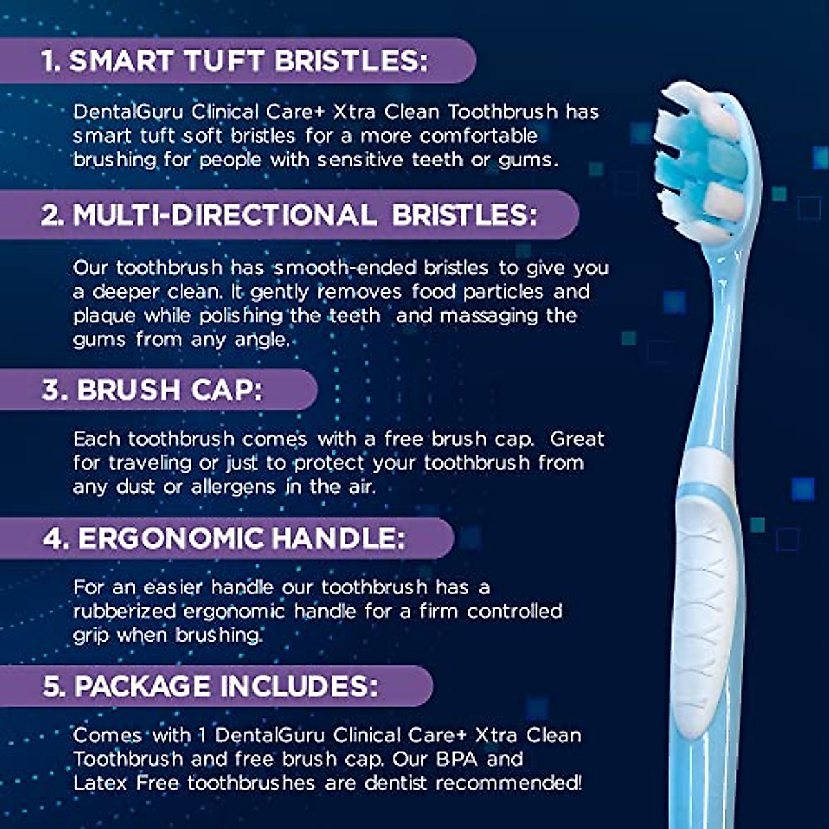 GuruNanda Butter on Gums Xtra Clean Toothbrush with Brush Cap, Soft Bristles for Sensitive Gums, Soft Toothbrush for Kids & Adults, 1ct