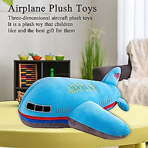 AUCOOMA Stuffed Airplane Plush Toys Blue Plane Pillow,Gifts for Kids Adults 15.7 inches