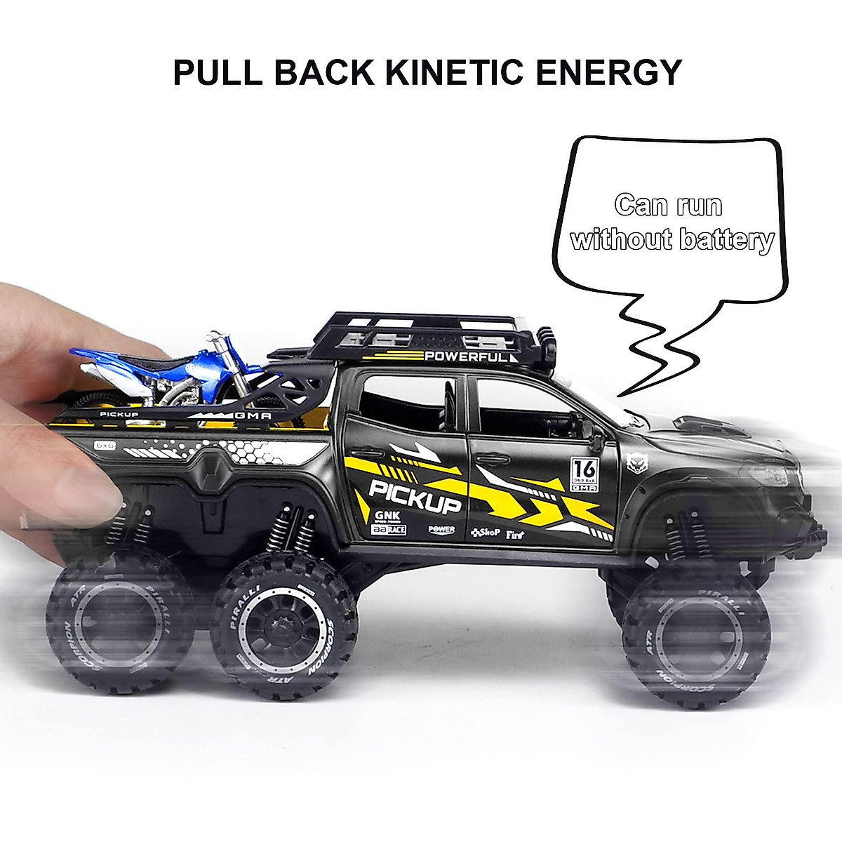 Toy Pickup Truck for Boys - Ford F150 Toy Trucks 1/24 Scale Die-Cast Model Cars with Sound and Light, Toy Cars for 3+ Year Old Boys Girls (Black)