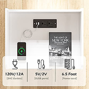 4 EVER WINNER Nightstand Bedroom Side Table End Table Living-Room, Night Stand Bedside Table with USB and Open Shelves,White