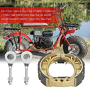 GREHUA CG125 105mm Drum Brake Shoes Pads Chain Tensioner Adjuster Kit for 212cc 196cc 6.5hp Coleman BT200X CT200U Trail 200 CT200U-EX Baja Warrior MB165 Massimo MB200 CRF70 Motorsports Mini Bike Parts